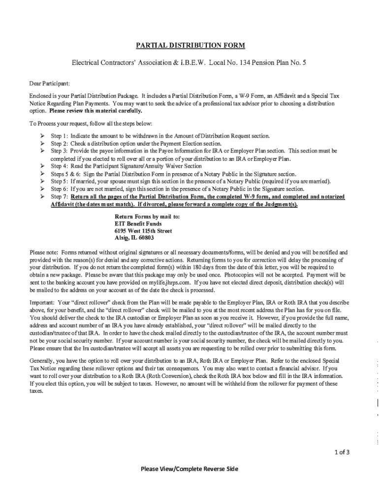 Fillable Online PARTIAL DISTRIBUTION FORM Electrical Contractors ...