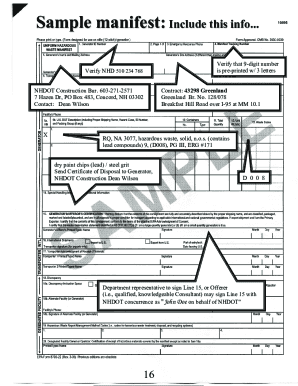 Fillable Online Sample manifest:Include this info... Fax Email Print ...