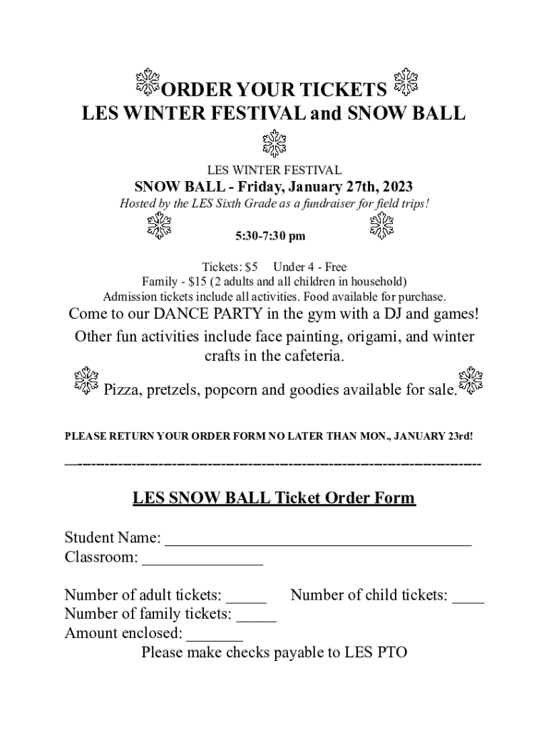 Fillable Online Snowball Ticket order form Fax Email Print - pdfFiller
