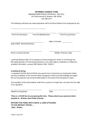 Fillable Online INFORMED CONSENT FORM BRAHAM AREA PUBLIC ... Fax Email Print - pdfFiller