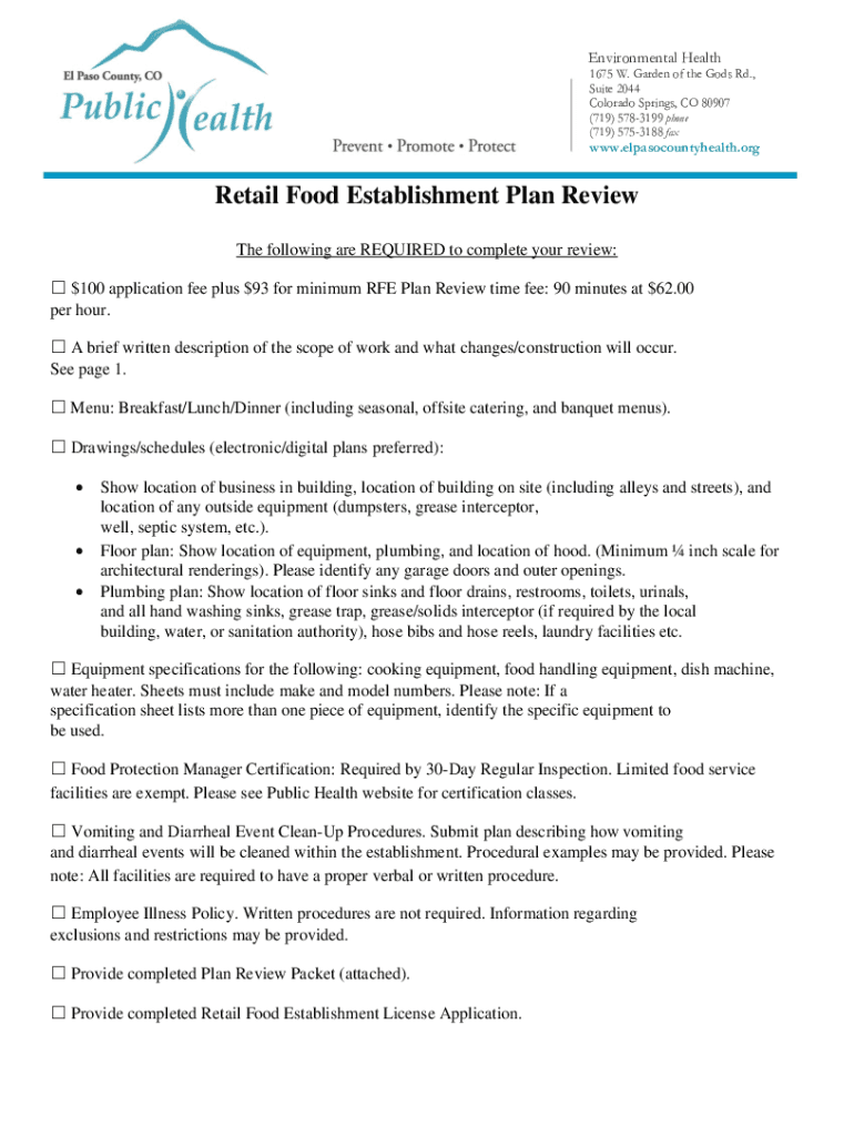 Fillable Online Retail Food EstablishmentsEl Paso County Public Health Fax Email Print - pdfFiller