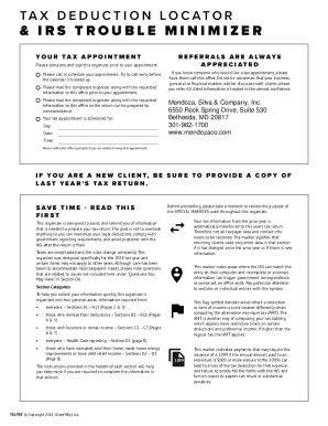 Fillable Online tax deduction locator - & irs trouble minimizer Fax ...
