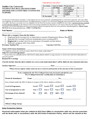 Student Fee Declaration (SFDF) Doc Template | pdfFiller