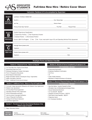 Fillable Online as sdsu New Employee Packet Cover Sheet Fax Email Print ...