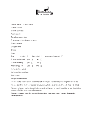 Fillable Online client dog walking form types tails10421.pdf Fax Email ...