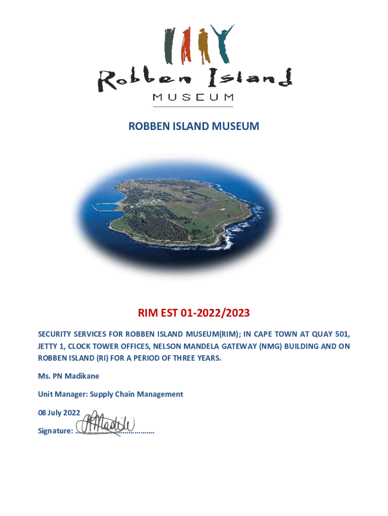 Fillable Online Security Services for Robben Island Museum(rim); in Cape ... Fax Email Print ...