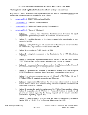 Fillable Online contract inserts for construction bids subject to baba ...