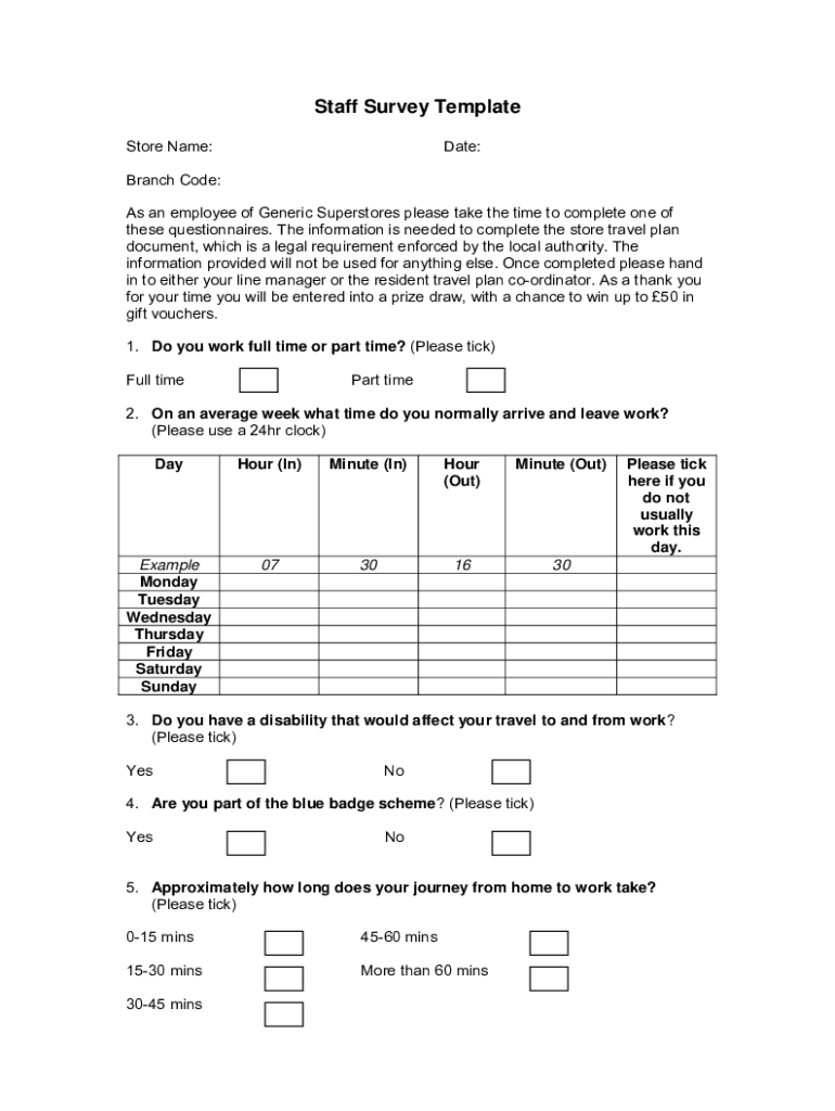 Fillable Online Staff Survey Template. Staff Survey Template Fax Email ...