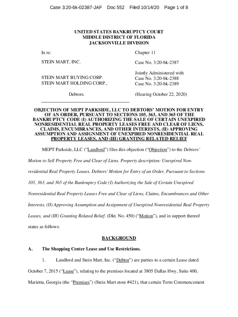 Fillable Online Objection to Proposed Assignment of Lease.docx Fax ...