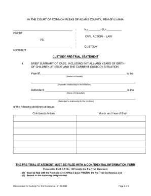Fillable Online Checklist for Pre-trial Statement Fax Email Print ...