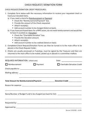 Fillable Online CHECK REQUEST/ DONATION FORM Fax Email Print - pdfFiller
