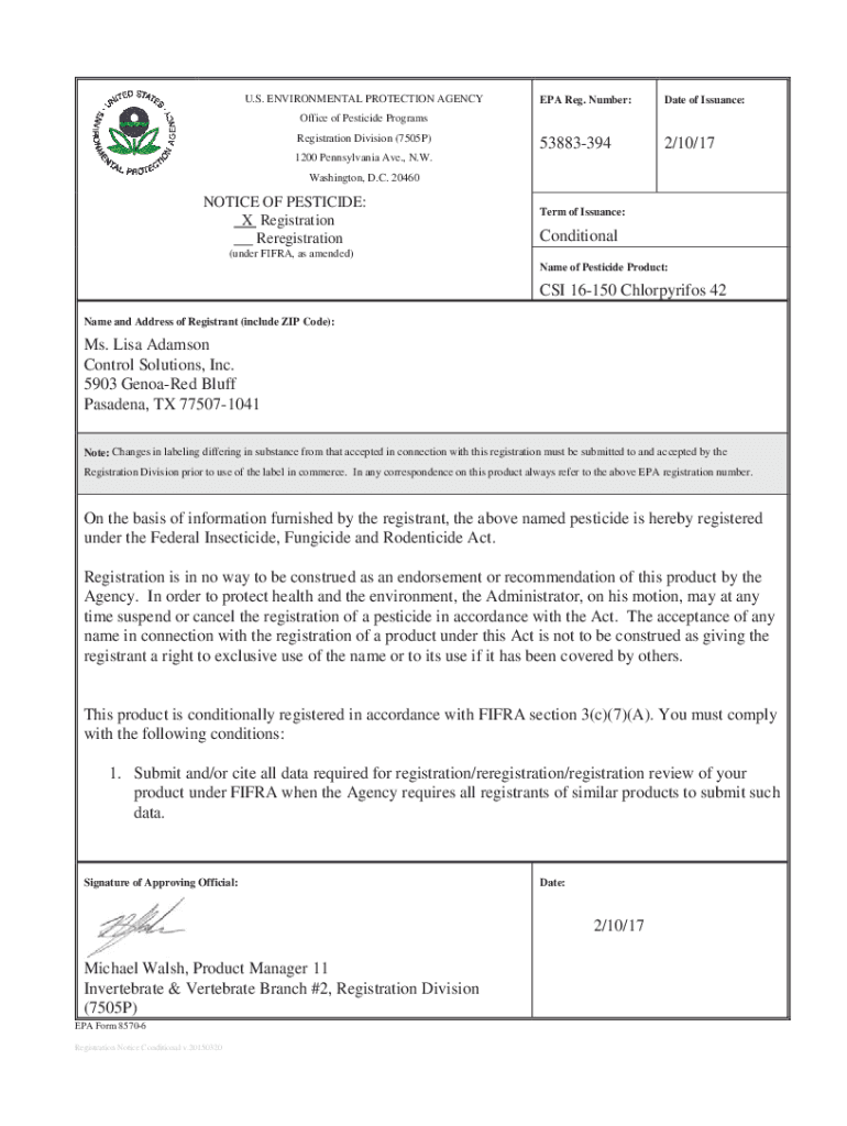 Fillable Online CSI 16-150 Chlorpyrifos 42Pesticides Fax Email Print ...