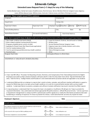 Fillable Online Extended Leave Request Form - Edmonds College Fax Email ...