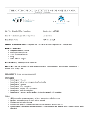 Fillable Online Completes FMLA and disability forms for patients in a ...