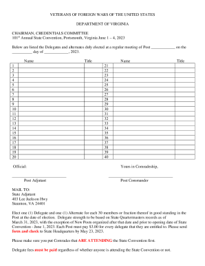 Fillable Online Centennial Celebration - VFW Department of Virginia Fax ...