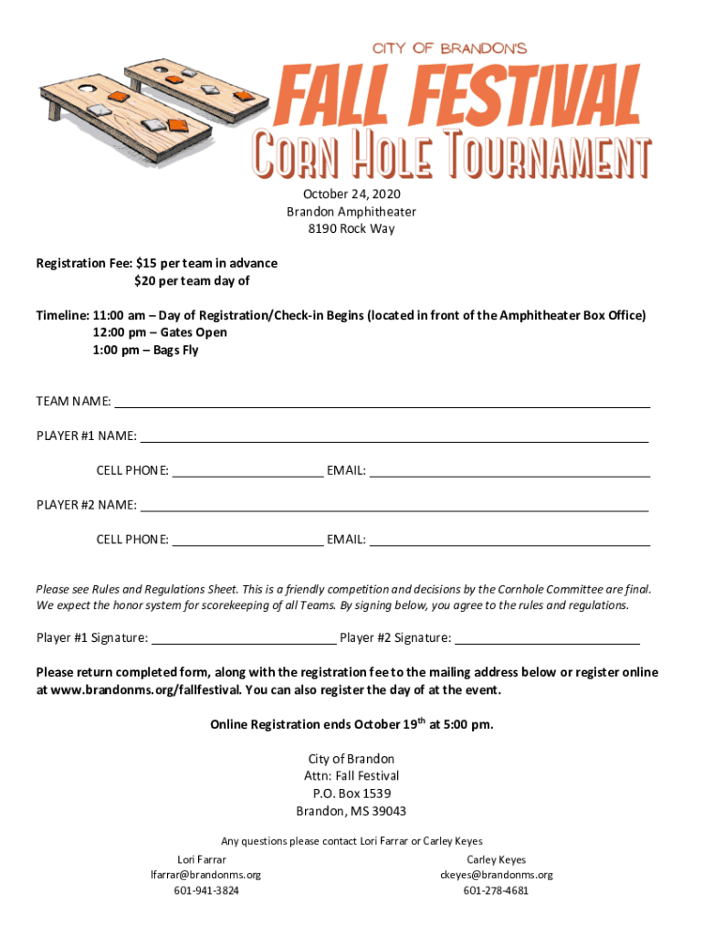 Fillable Online Registration Form - Cornhole Header.docx Fax Email ...