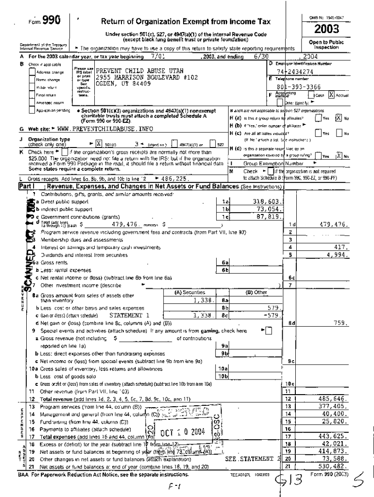 Fillable Online Form 990 I ' Return of Organization Exempt from Income Tax Fax Email Print ...