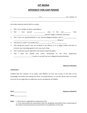 Fillable Online What is the gap period affidavit format? Fax Email Print - pdfFiller