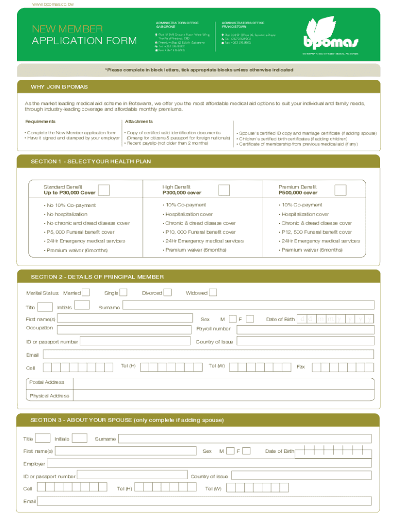2023-2025 BW BPOMAS New Member Application Form Fill Online, Printable ...
