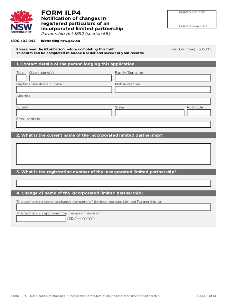 Fillable Online FORM ILP4 - Notification of changes in registered ...