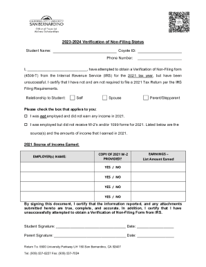Fillable Online 23-24 Verification of Non Filing Fax Email Print ...