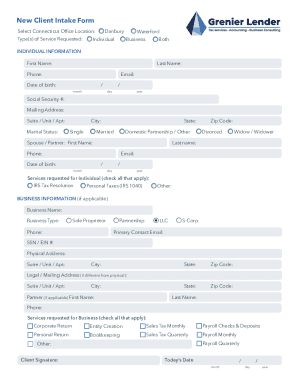 Fillable Online New Client Intake Form - GPA Therapy Fax Email Print ...