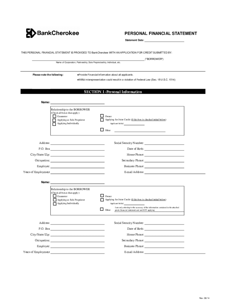 Fillable Online personal financial statement Fax Email Print - pdfFiller