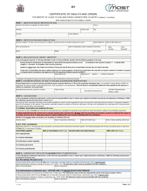Fillable Online D1 CERTIFICATE OF HEALTH AND ORIGIN Fax Email Print ...