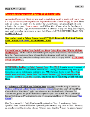 Fillable Online Dear K9NW Clients: Please take the time to read Rules ...