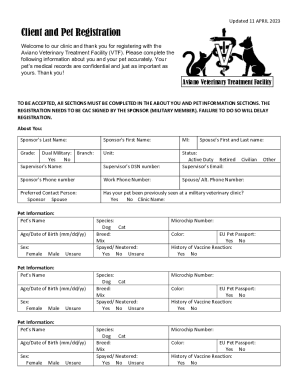 Fillable Online Aviano Pet Registration Form JAN 23 Fax Email Print ...