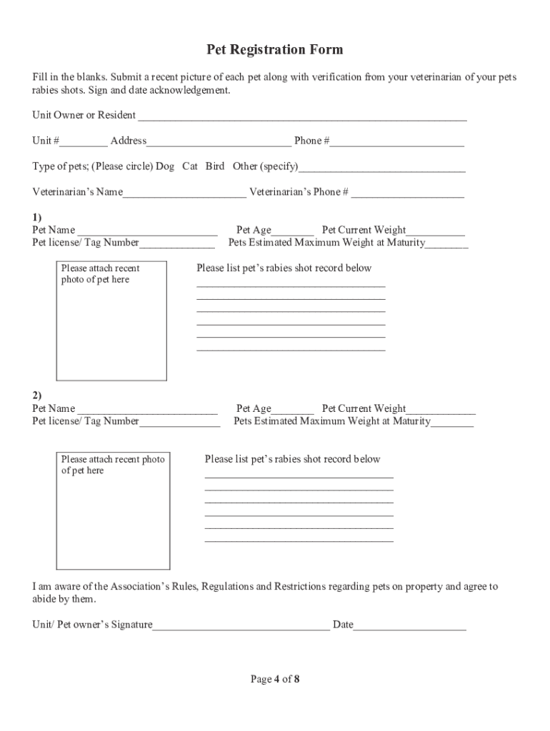 Fillable Online WC Pet Update Form Fax Email Print - pdfFiller