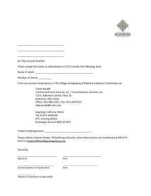 Fillable Online Stock Transfer Authorization Letter Fax Email Print - pdfFiller