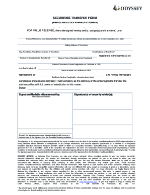 Fillable Online Form of Irrevocable Stock Power Fax Email Print - pdfFiller