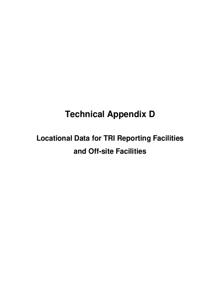 Fillable Online Technical Appendix D. Locational Data for TRI Reporting ...