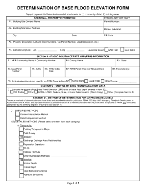 Fillable Online Determination of Base Flood Elevation Form Fax Email ...