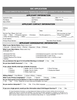 Fillable Online SDC APPLICATION Fax Email Print - pdfFiller