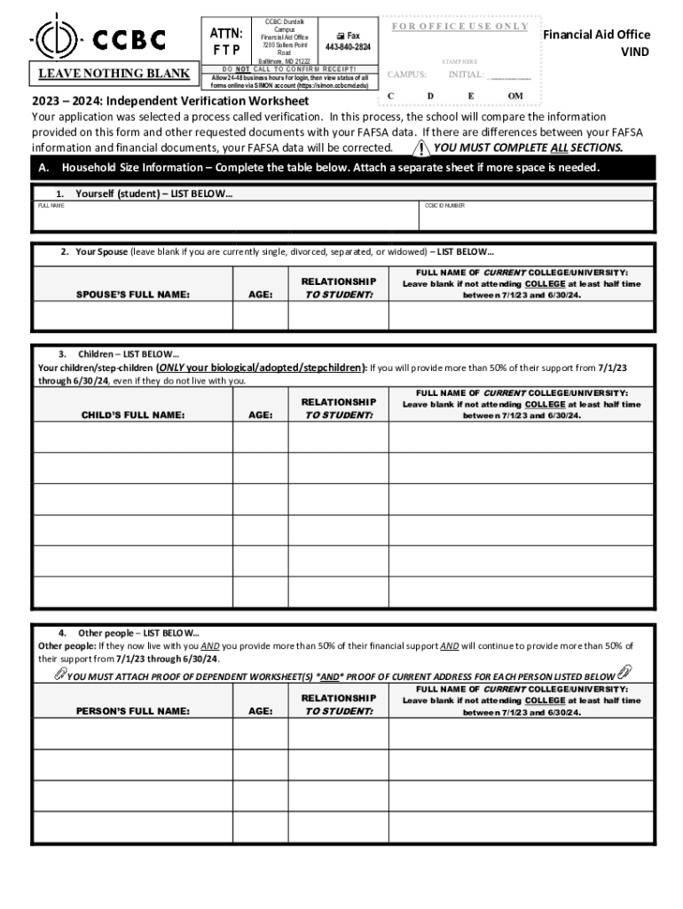 Fillable Online 20232024: Proof of Dependent Form (Dependent students ...