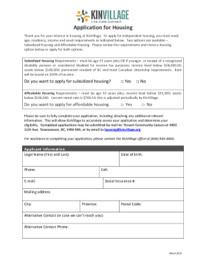 Fillable Online Application for Seniors' Supportive Housing Fax Email ...