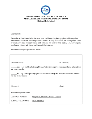 Completable En línea Parental Consent Form for Photo/Video Release Fax ...