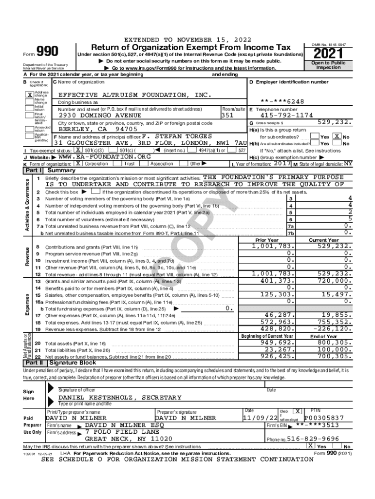 Fillable Online 2021 Form 990 etc. EAF-US tax return submissions final ...