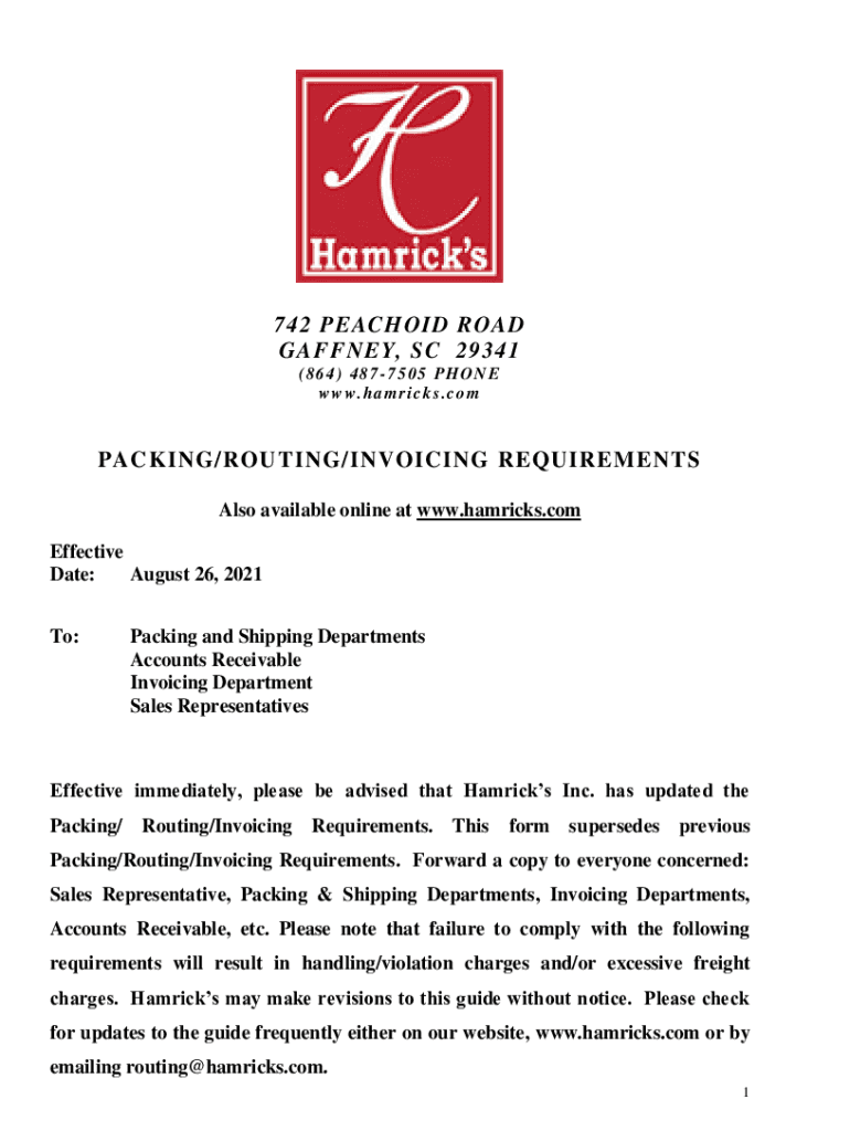 Fillable Online Packing/ Routing/Invoicing Requirements Fax Email Print ...