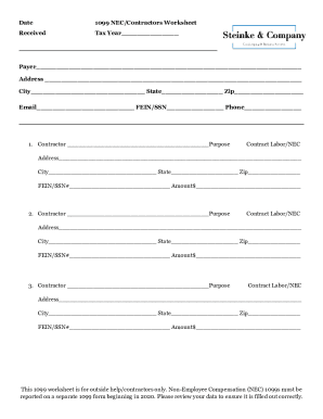 Fillable Online FORM 1099-NEC/1099-MISC WORKSHEET Fax Email Print ...