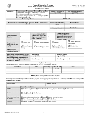 Fillable Online Second Draw Borrower Application Form, Revised March ...
