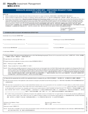 Fillable Online Manulife Advanced Fund SPCSwitching Request Form SPC ...