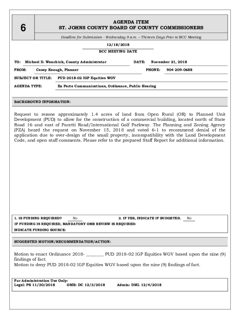 Fillable Online 4 acres of land from Open Rural (OR) to Planned Unit ...