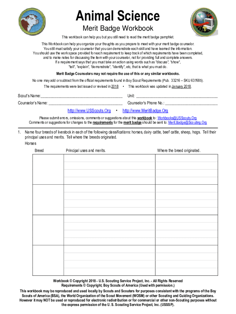 Fillable Online animal-science.pdf - Animal Science Merit Badge ...