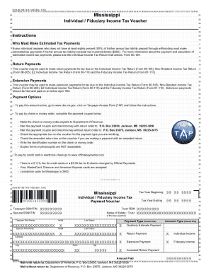 Fillable Online Individual / Fiduciary Income Tax Voucher - Mississippi ...