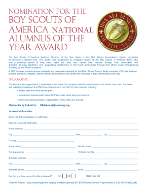 Fillable Online Boy Scouts of America NATIONAL Alumnus of the Year ... Fax Email Print - pdfFiller