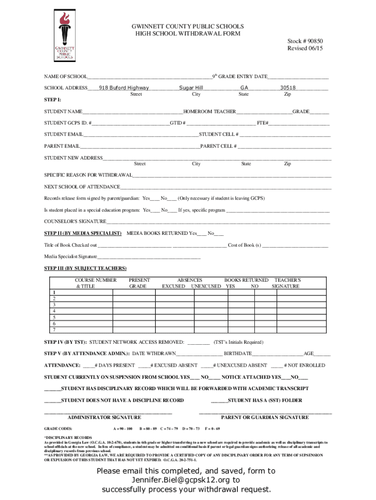 Fillable Online Withdraw Form / Withdrawing your student Fax Email Print - pdfFiller