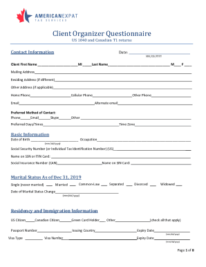 Fillable Online Client Organizer Questionnaire Fax Email Print - pdfFiller